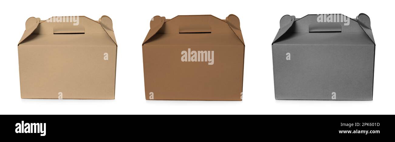 Set of cardboard boxes on white background. Banner design Stock Photo ...