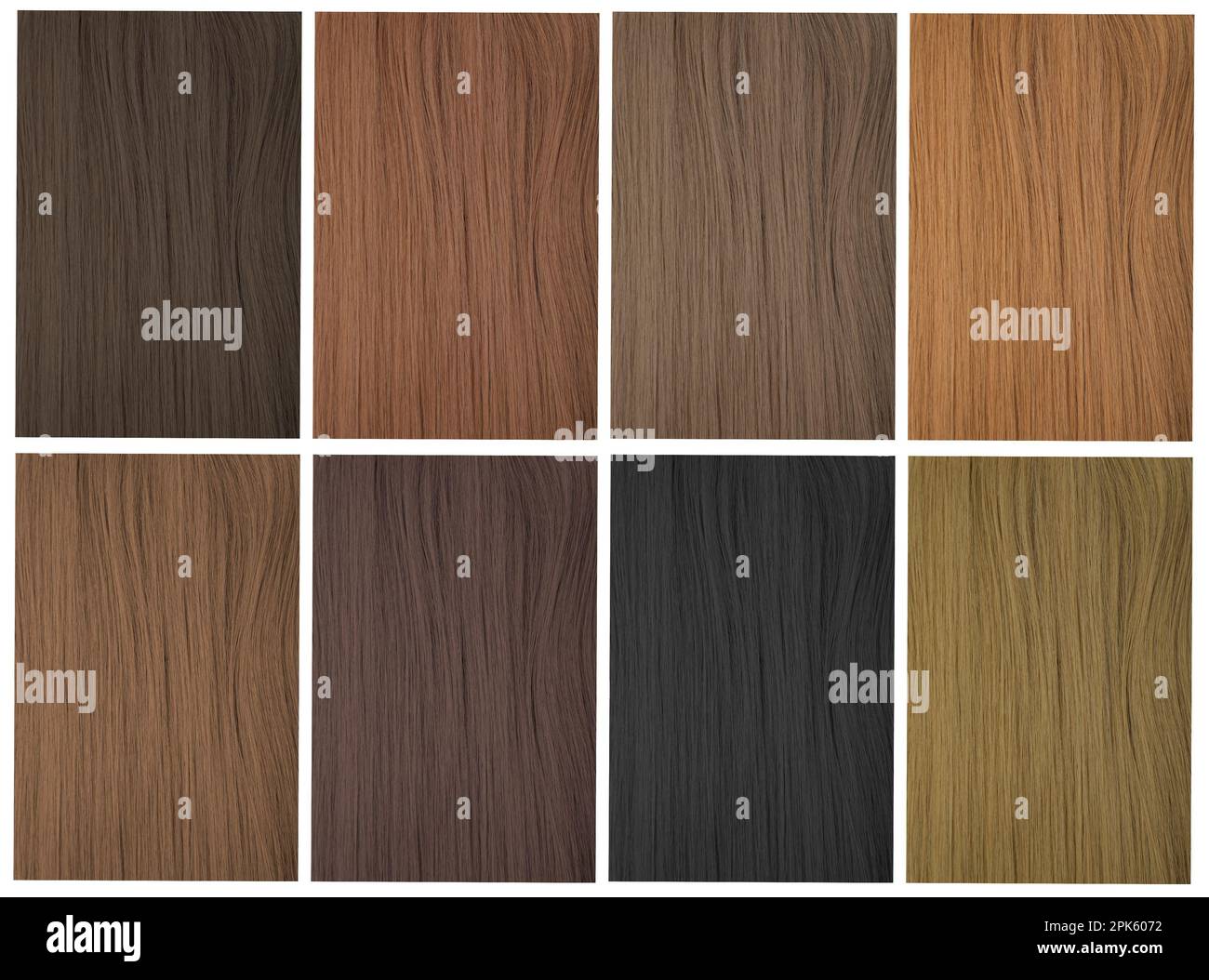 Collage with multicolored hair samples. Color palette Stock Photo - Alamy