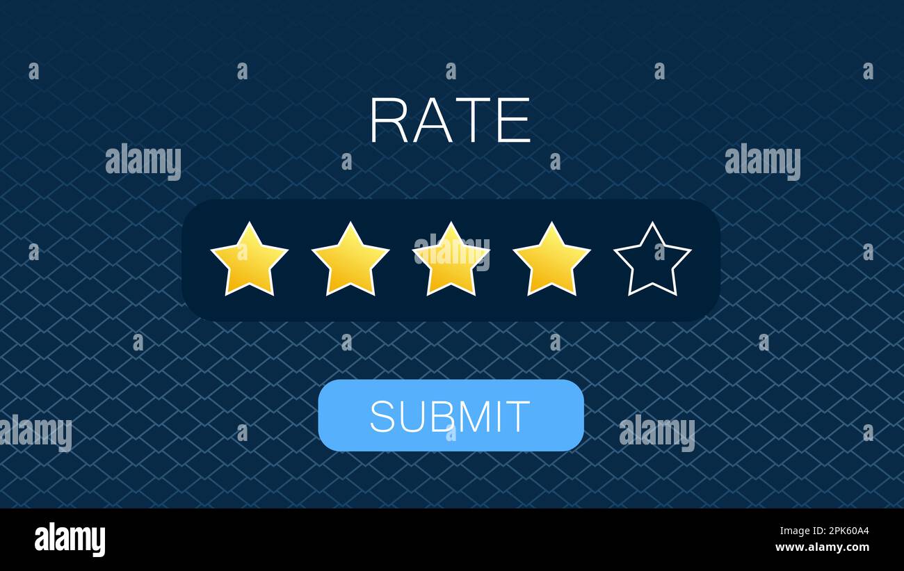 Illustration of four stars on blue background. Quality rating Stock ...