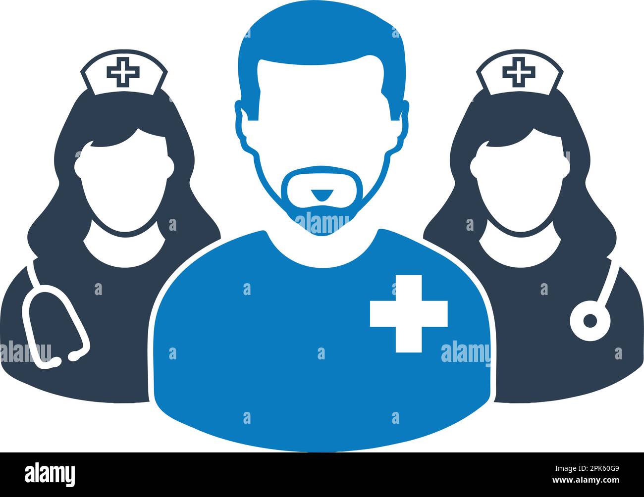 Medical Team Icon. Doctor and Nurse symbols on gray background Stock ...