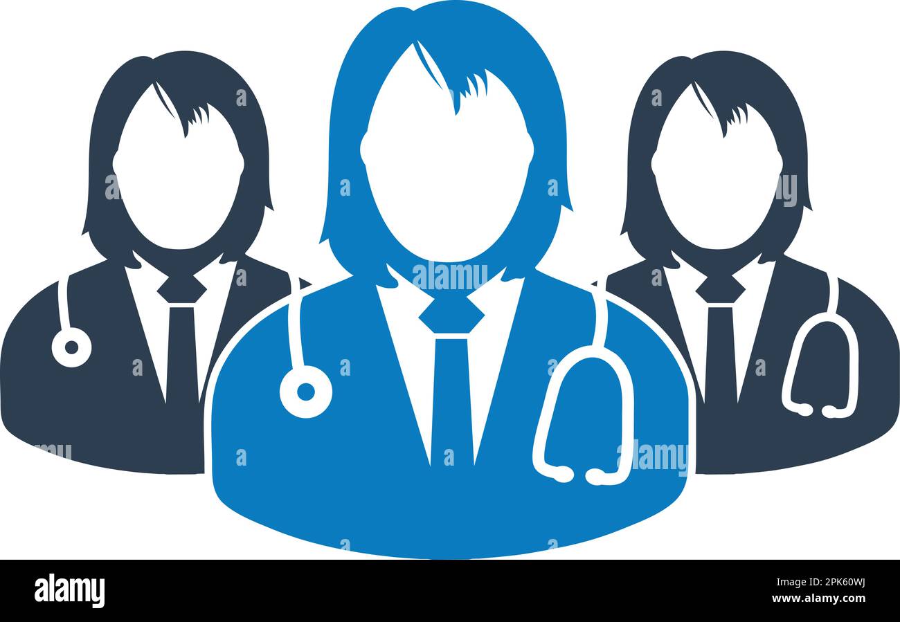 Medical Team Icon with female doctor symbols. Flat style vector EPS ...