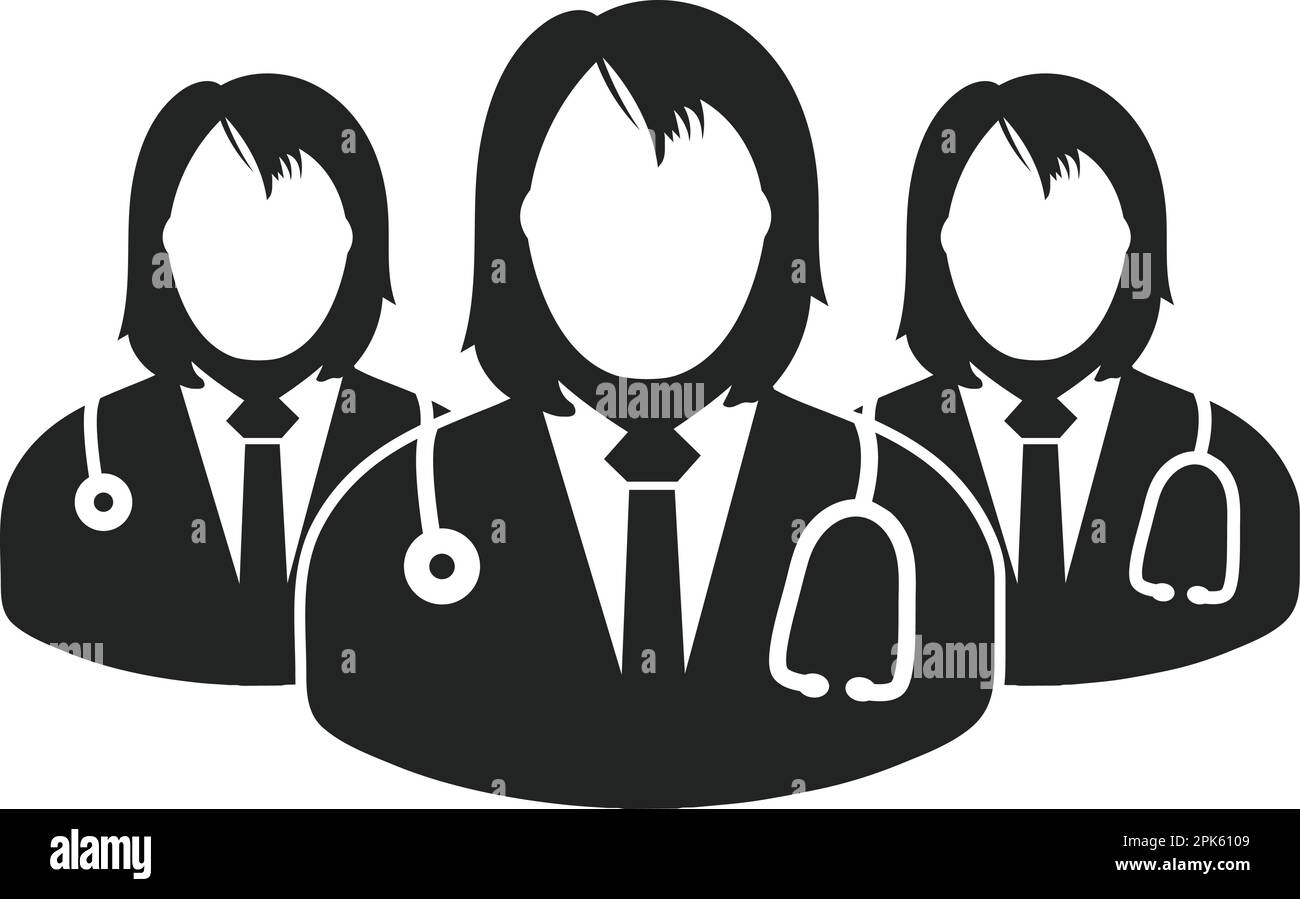 Medical Team Icon with female doctor symbols. Flat style vector EPS ...