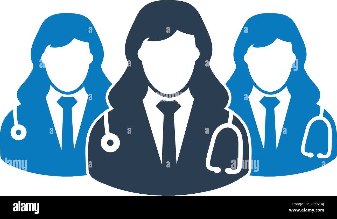 Medical Team Icon with female doctor symbols. Flat style vector EPS ...