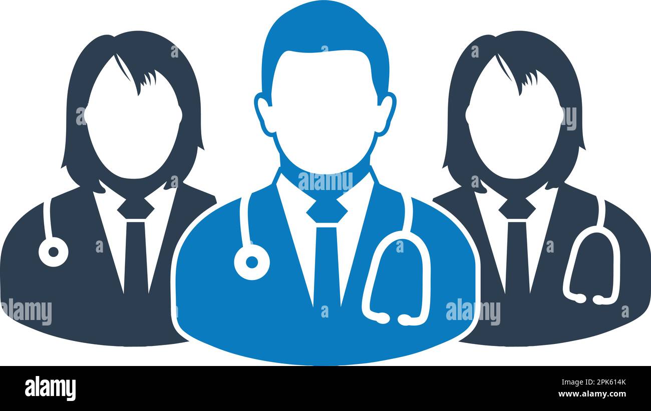 Medical Team Icon with male and female doctor symbols. Flat style ...