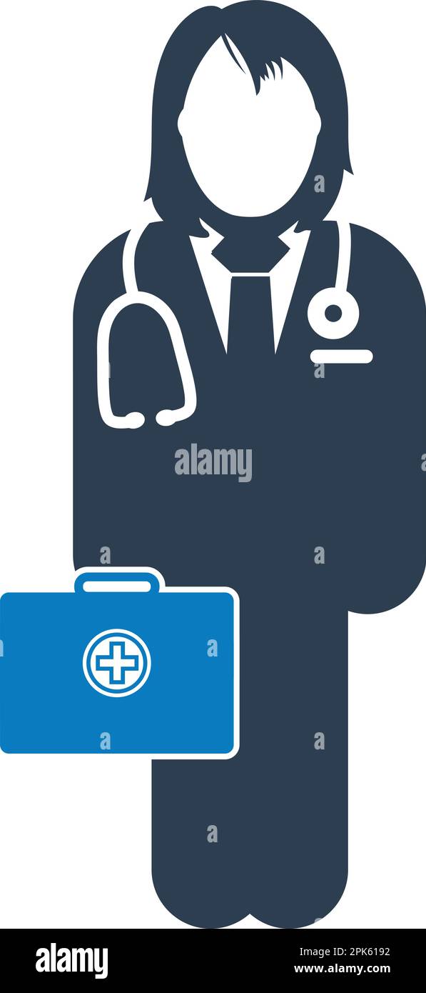Doctor on duty Icon. Female symbol with medicine bag on hand Stock ...