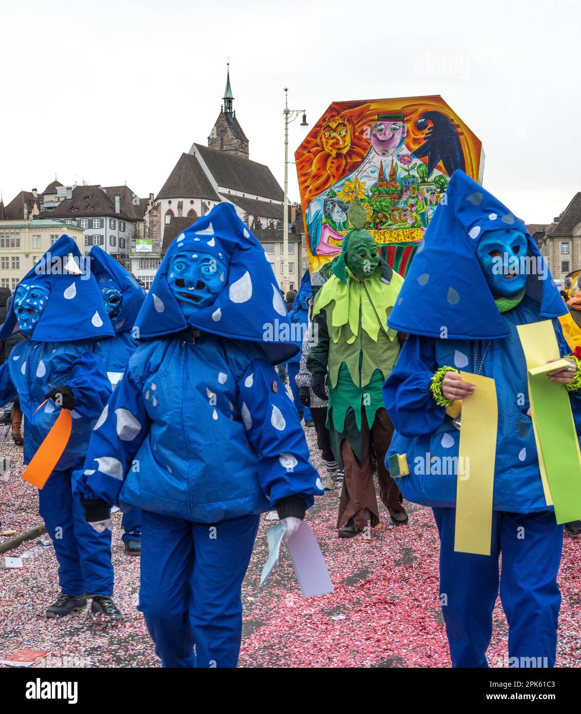 blue raindrops Costume at the Basel Fasnacht parade in Switzerland ...