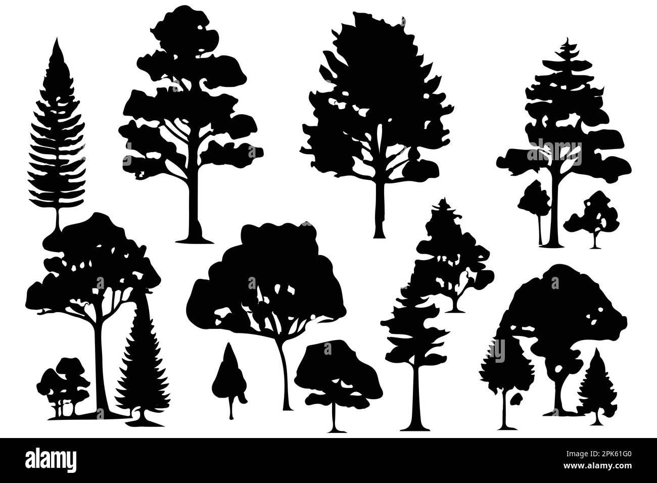 trees and forest silhouettes set isolated vector illustration Stock ...