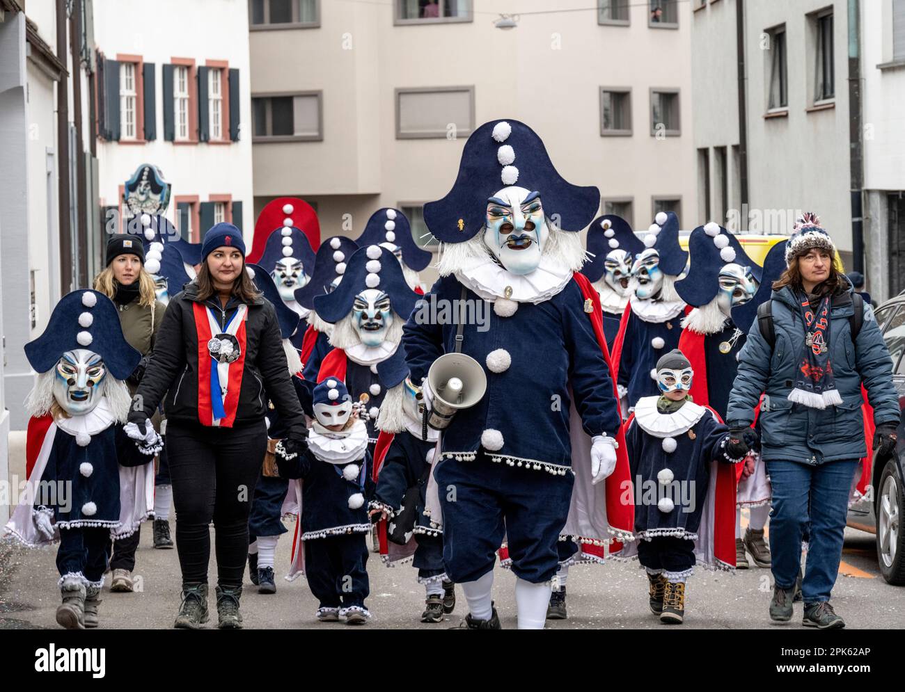 harlequin band Costume at the Basel Fasnacht children's parade in ...