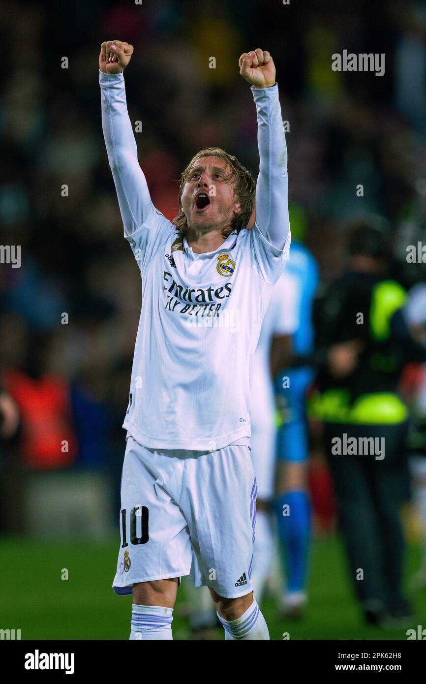 Barcelona, Spain. 5th Apr, 2023. Luka Modric of Real Madrid celebrates ...