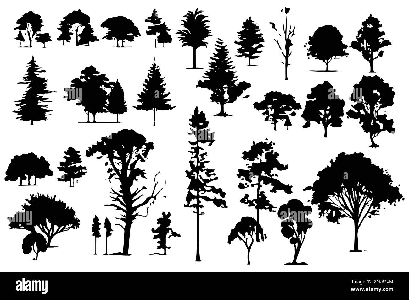 trees and forest silhouettes set isolated vector illustration Stock ...