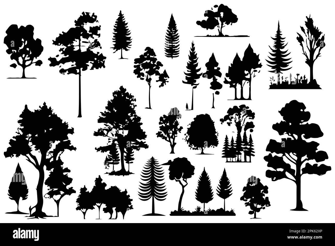 trees and forest silhouettes set isolated vector illustration Stock ...