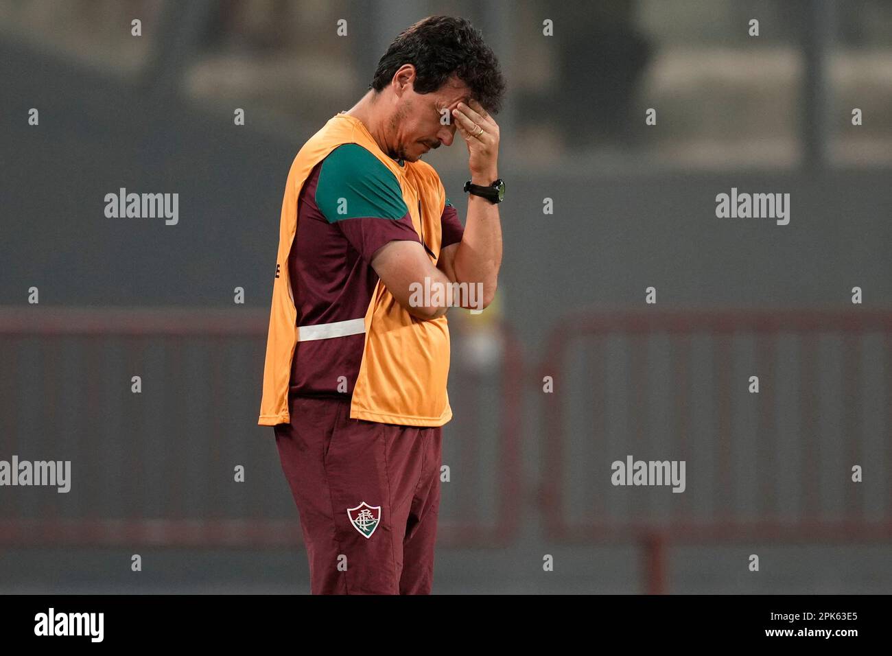 Coach Fernando Diniz of Brazil's Fluminense reacts during a Copa ...