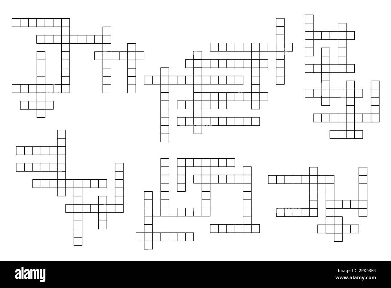 Crossword game grid templates, word guess quiz layout, vector empty ...