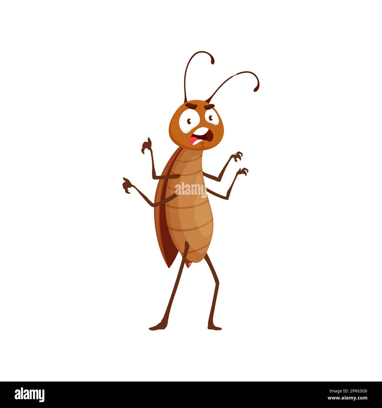 Cartoon cockroach character, angry or upset bug. Isolated vector funny ...
