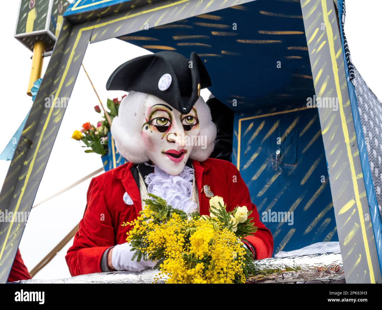 French aristocrat in tricorner hat Costume at the Basel Fasnacht parade ...