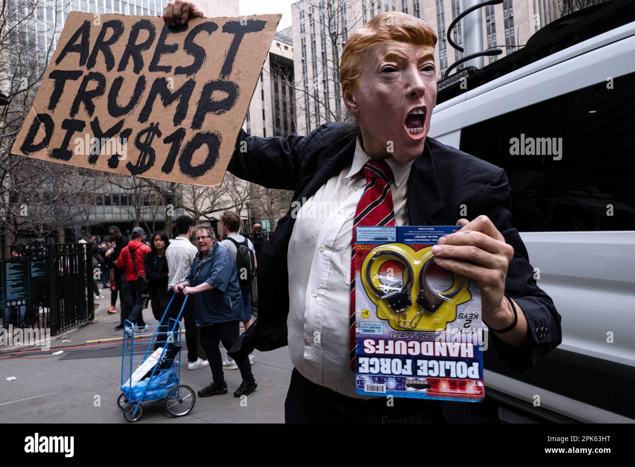 New York, New York, USA. 4th Apr, 2023. Trump fans along with others ...