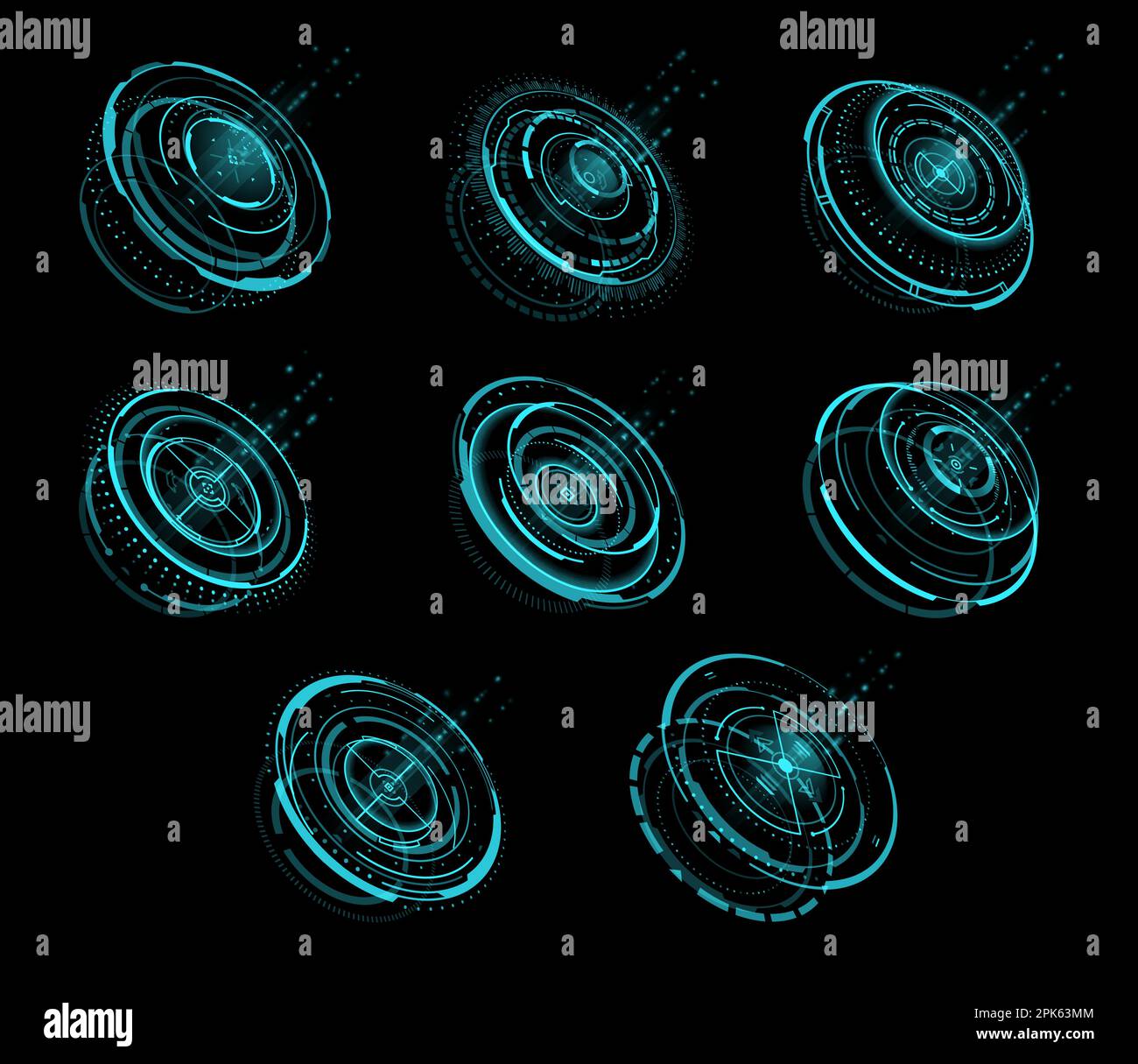 HUD circle holograms, digital futuristic technology or tech game vector ...