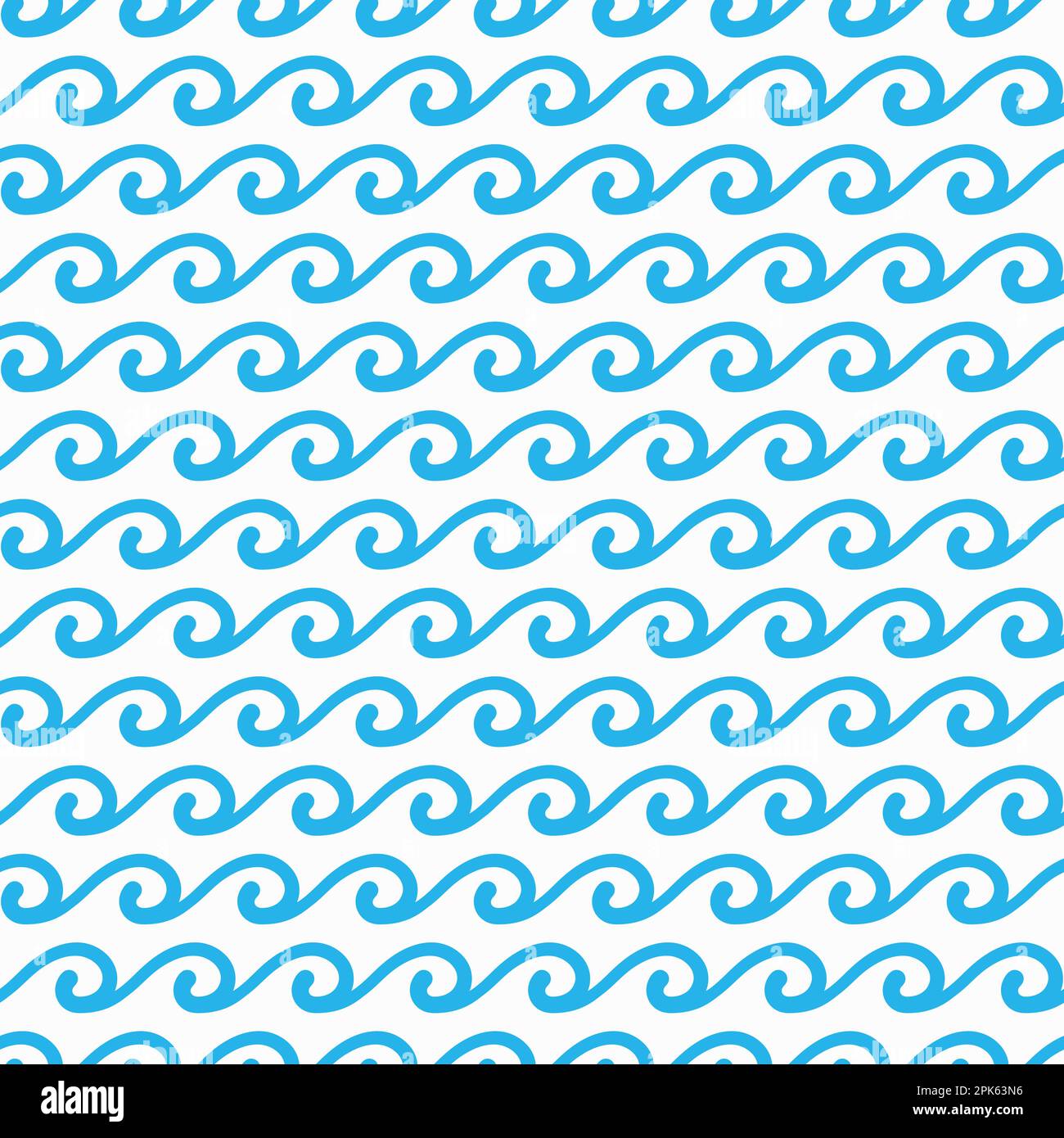 Blue ocean and sea waves seamless pattern. Vector repeating marine tile ...