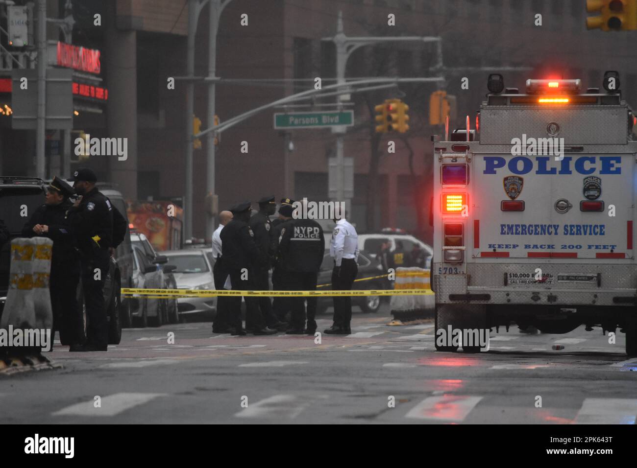 Queens, United States. 05th Apr, 2023. NYPD officers seen at the scene ...