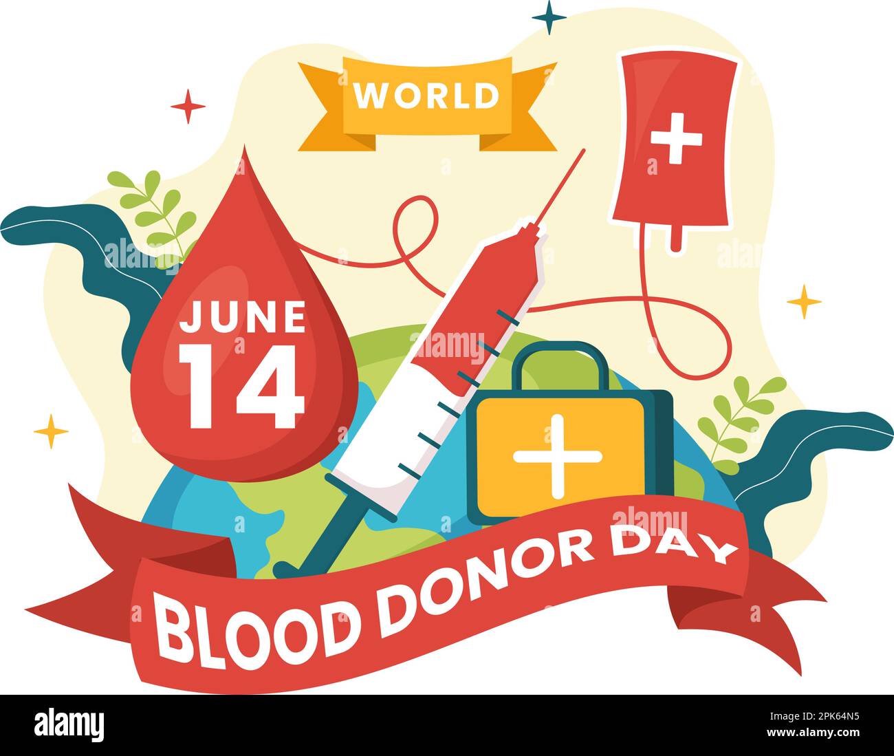World Blood Donor Day on June 14 Illustration with Human Donated Bloods ...