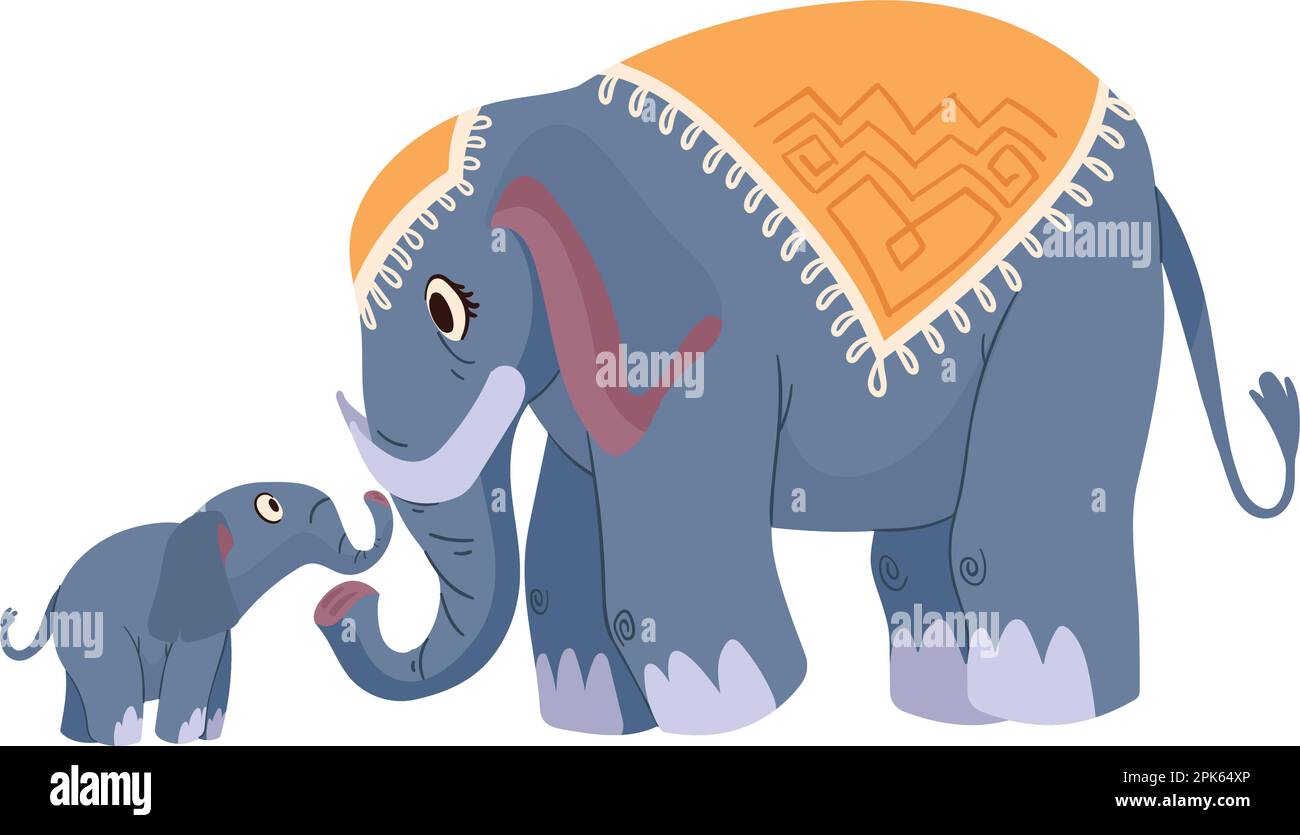 Cartoon mother baby elephant Cut Out Stock Images & Pictures - Alamy