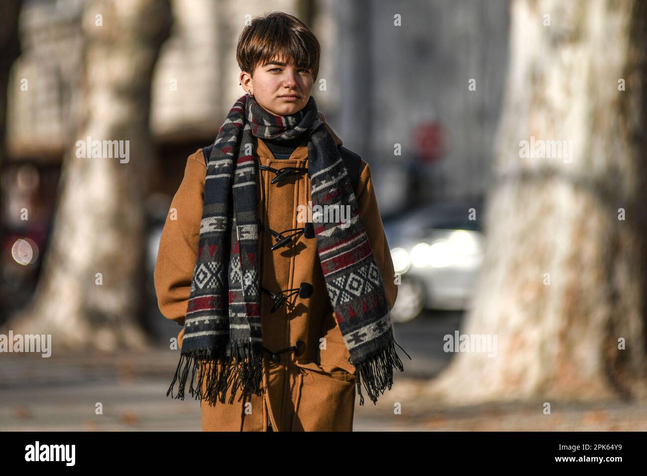Woman walking in King Tomislav Square (Trg Kralja Tomislava) during ...
