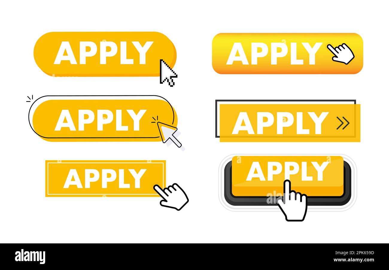 Set of Apply button. Hand pointer clicking. Apply web buttons Stock Vector Image & Art - Alamy