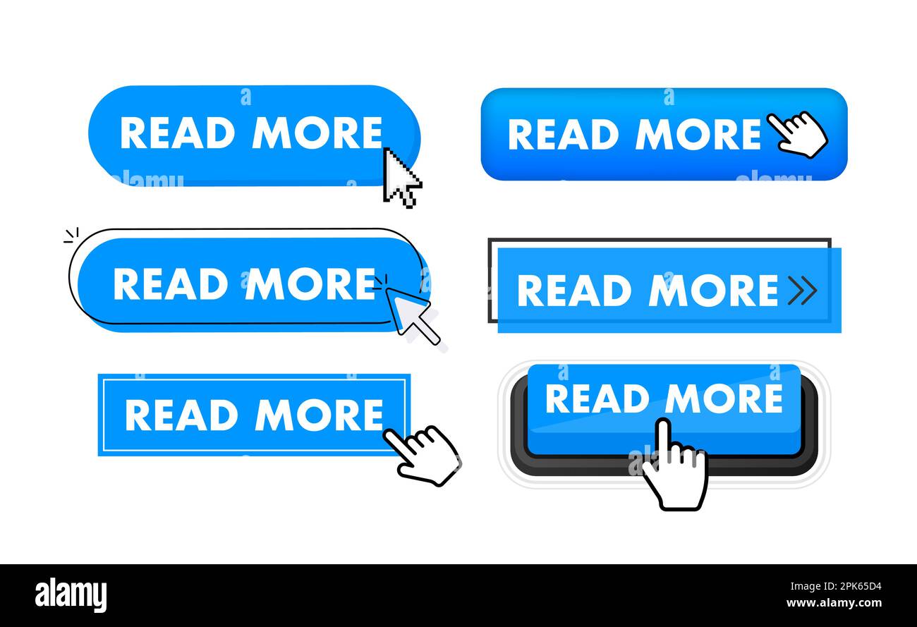 Set Of Read More Button Hand Pointer Clicking Read More Web Buttons 3327