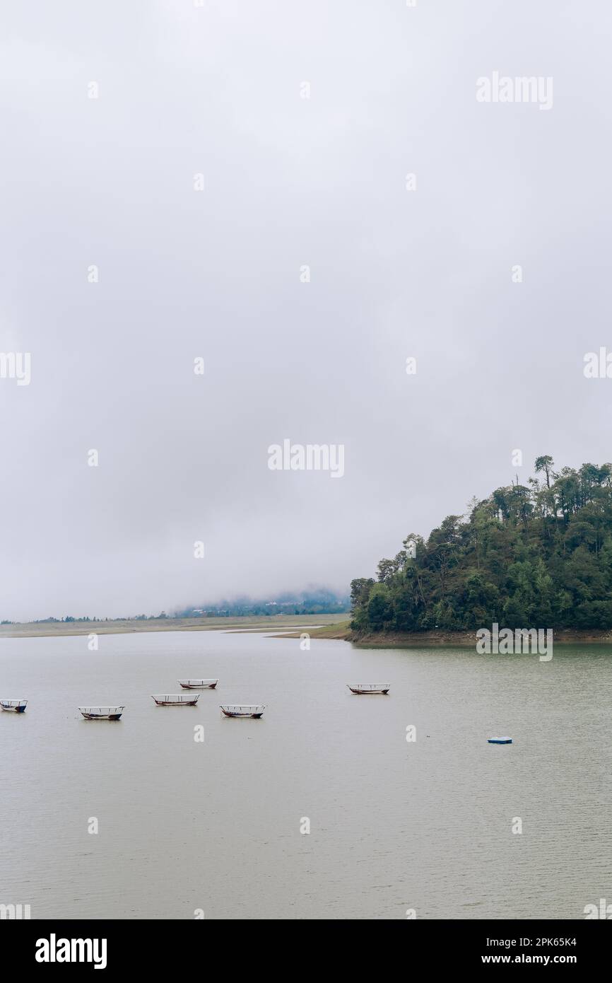 Tenango de las Flores Dam, Puebla. View of the water of the dam ...