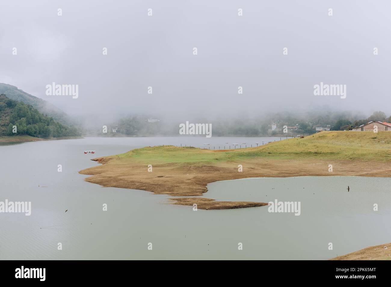 Tenango de las Flores Dam, Puebla. View of the water of the dam ...