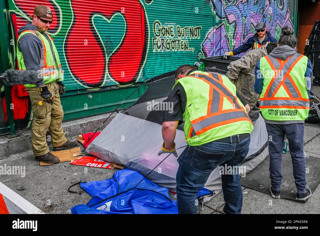Removal Day Of Homeless Peoples Tents Shelters By City Workers With
