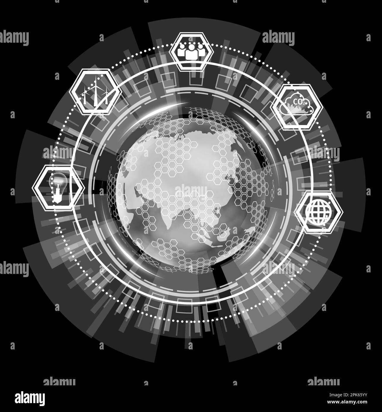 Earth day concept with holographic hud futuristic with planet earth ...
