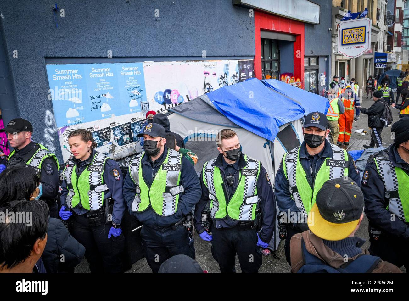 Police Supervision Of Homeless Peoples Tent Shelter Remova By City