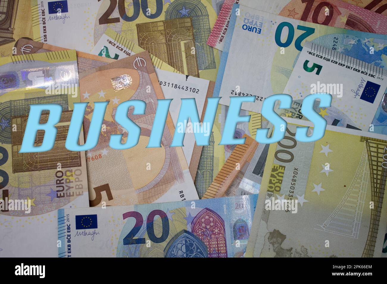 Business word with money. Paper currency background with different ...