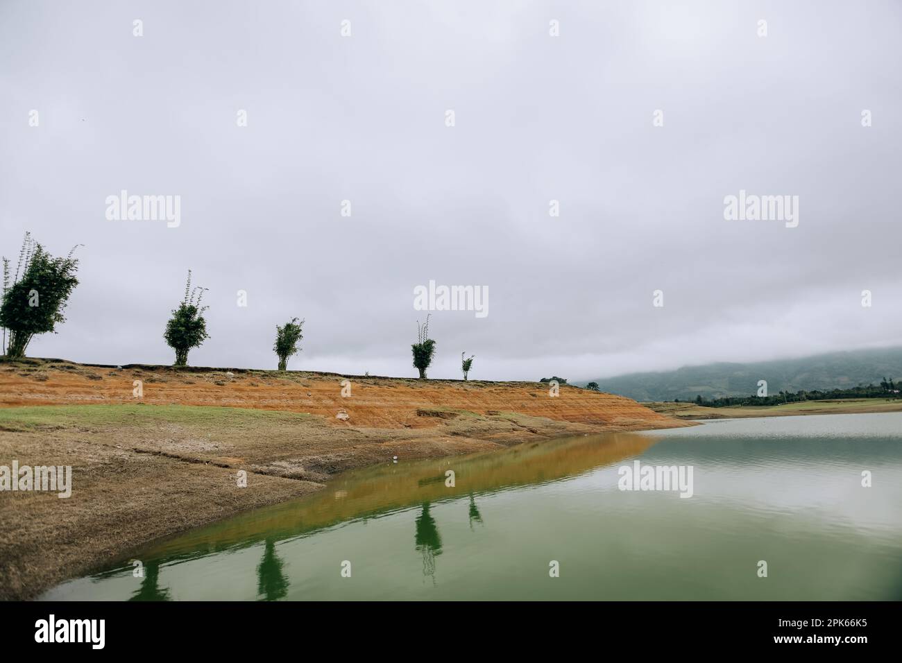 Tenango de las Flores Dam, Puebla. View of the water of the dam ...