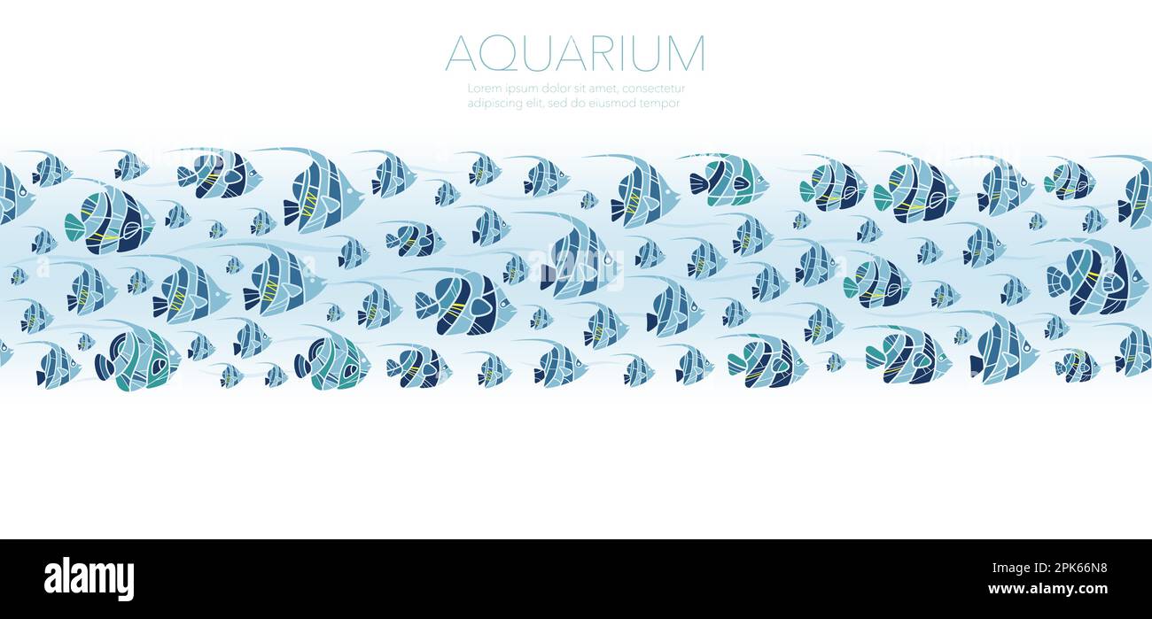 A School Of Fish Vector Seamless Illustration Isolated On A White ...