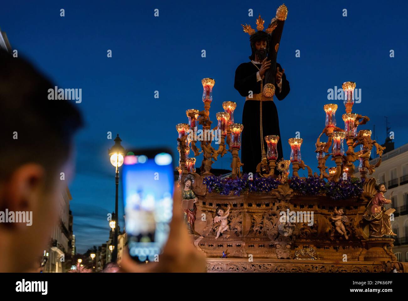 Madrid, Spain. 05th Apr, 2023. A man takes a photo of an image of ...