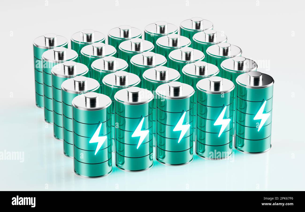 Various energy alkaline batteries, 3d rendering. Digital drawing Stock ...