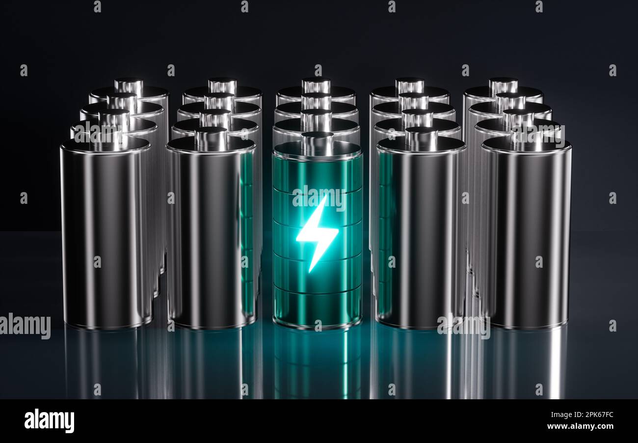 Various energy alkaline batteries, 3d rendering. Digital drawing Stock ...