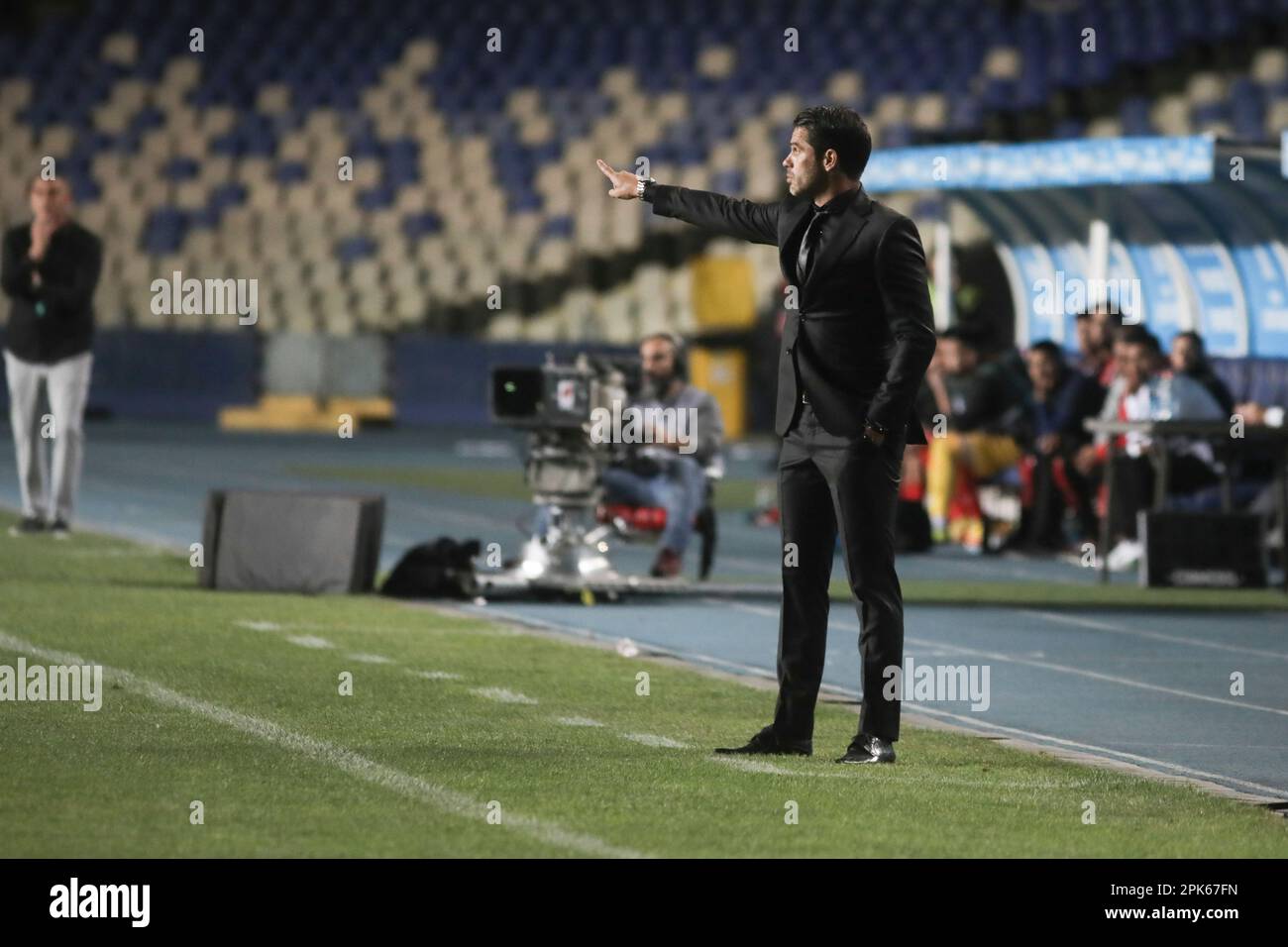 Coach Fernando Gago of Argentina's Racing Club reacts during a Copa ...