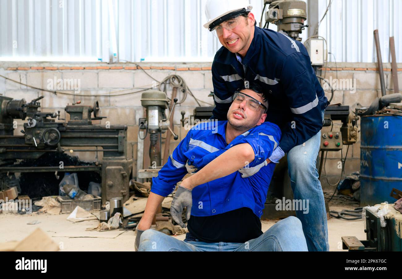 Engineer worker with accident at factory, People with injury Stock ...