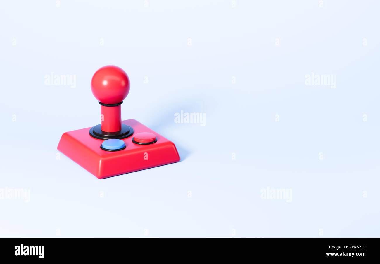 Cartoon game control stick in the blue background, 3d rendering ...