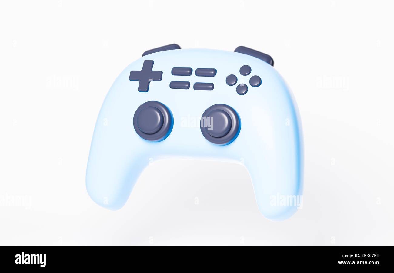Cartoon gamepad in the white background, 3d rendering. Digital drawing ...