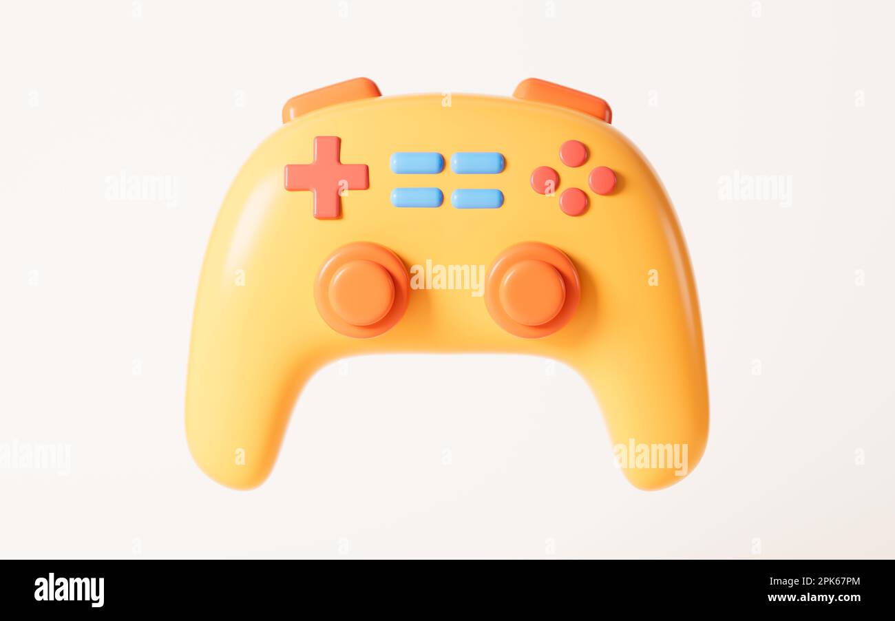 Cartoon gamepad in the white background, 3d rendering. Digital drawing ...