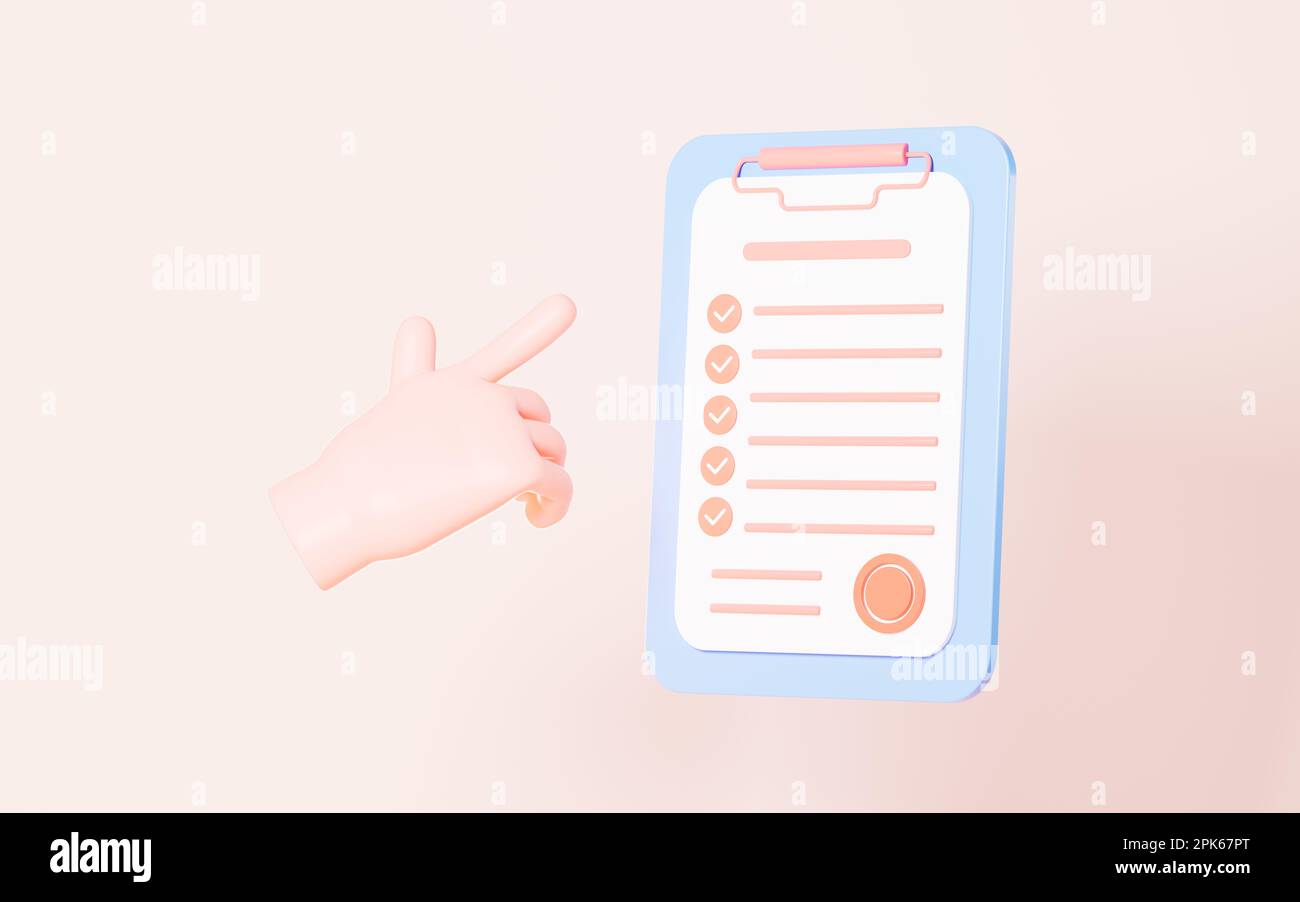 Cartoon hand and report, 3d rendering. Digital drawing Stock Photo - Alamy