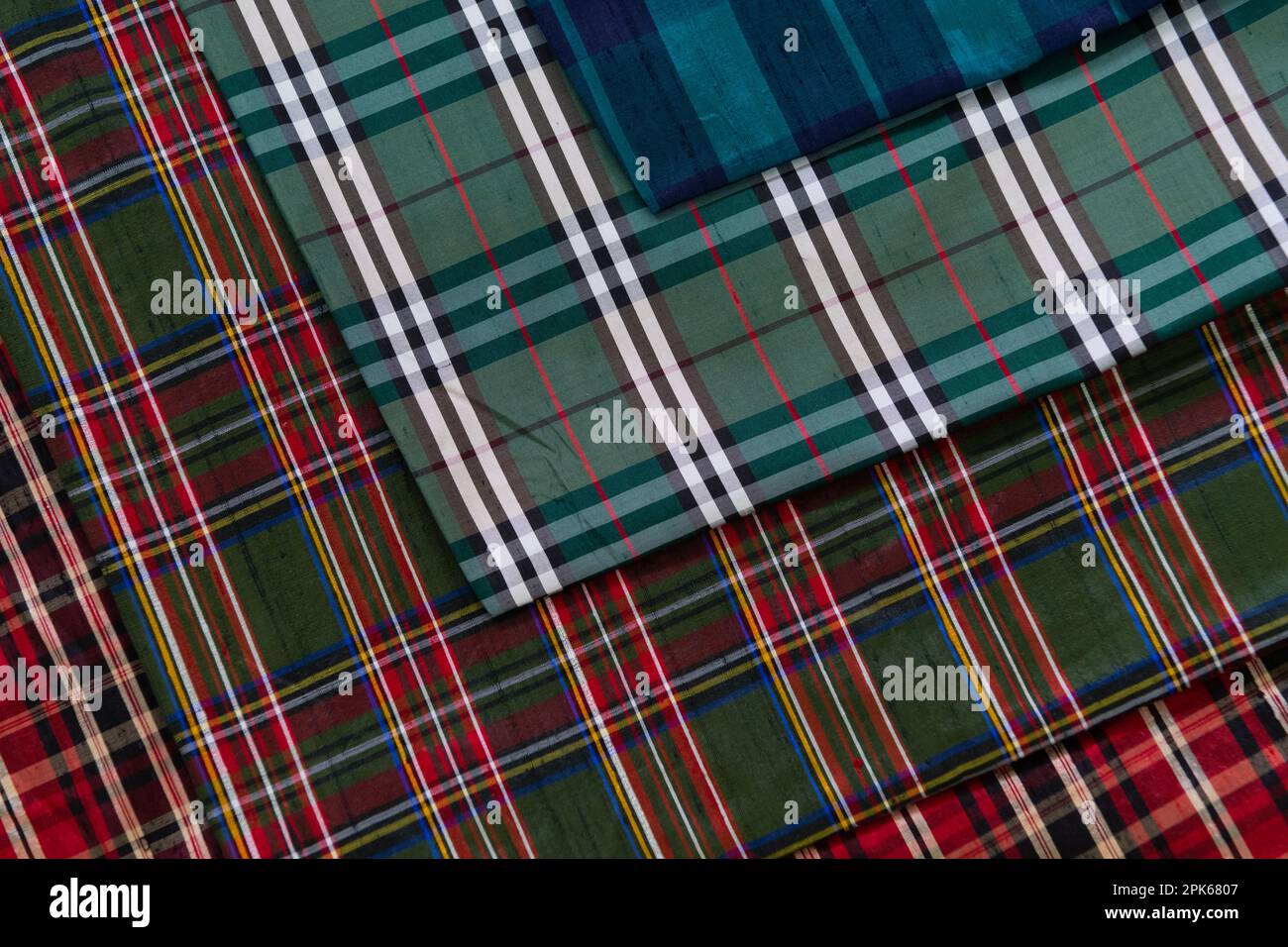 Collection of Scottish fashionable fabrics . Samples of different ...