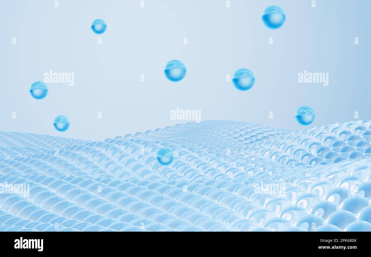 Cells floating on the skin, skin care and treatment, clothing care , 3d ...