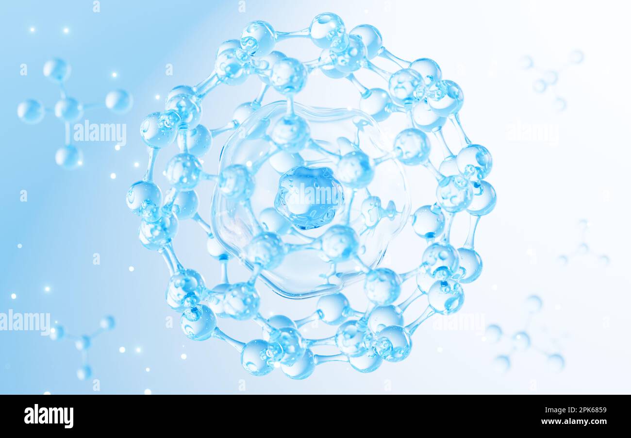 Stem cell in the spherical molecule, Biology and medicine concept, 3d ...