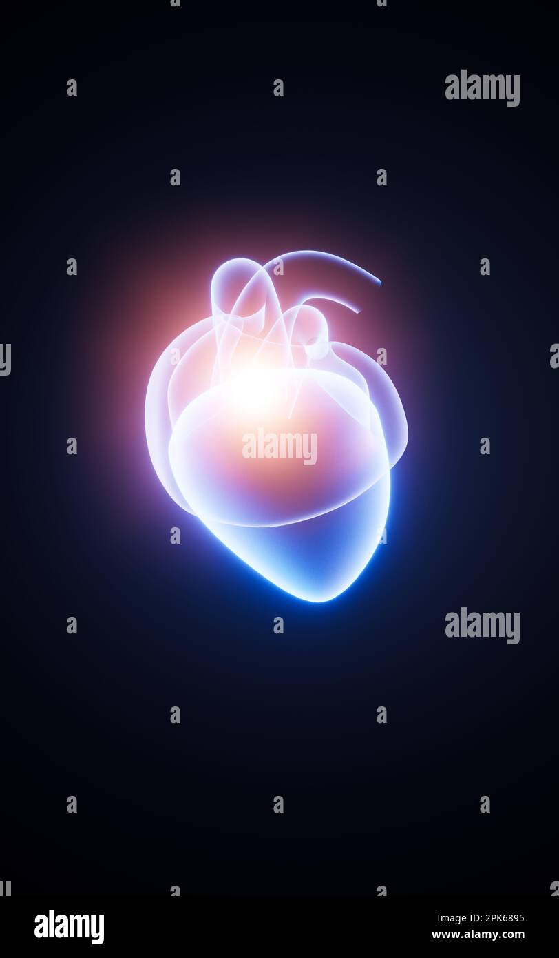 Heart model in the white background, 3d rendering. Digital drawing ...