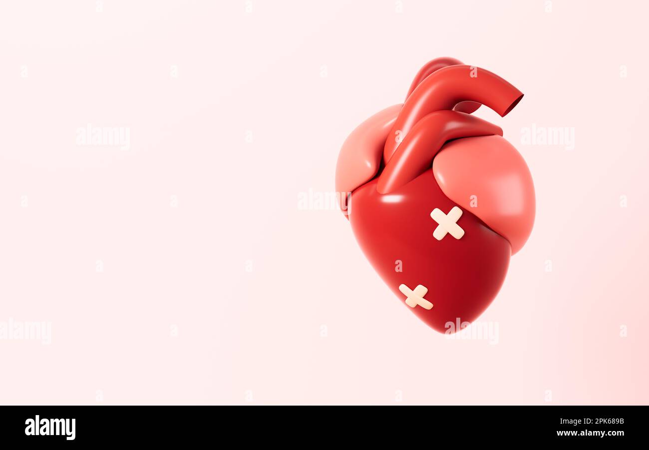 Single injured heart, heart health, heart treatment, 3d rendering ...